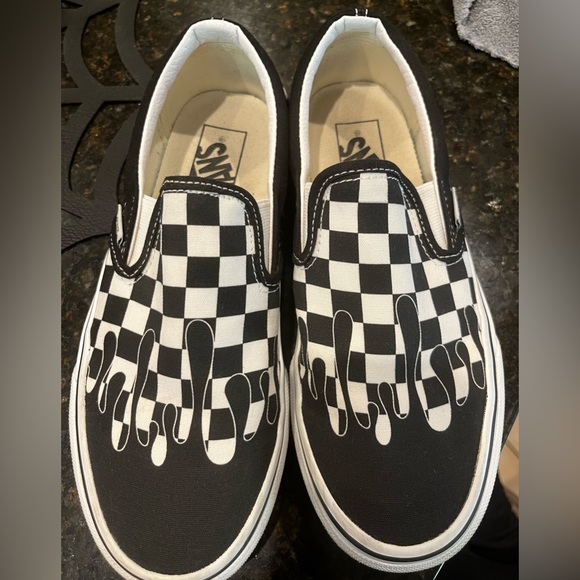 Vans | Shoes | Vans Paint Drip Checkerboard Slip Ons | Poshmark